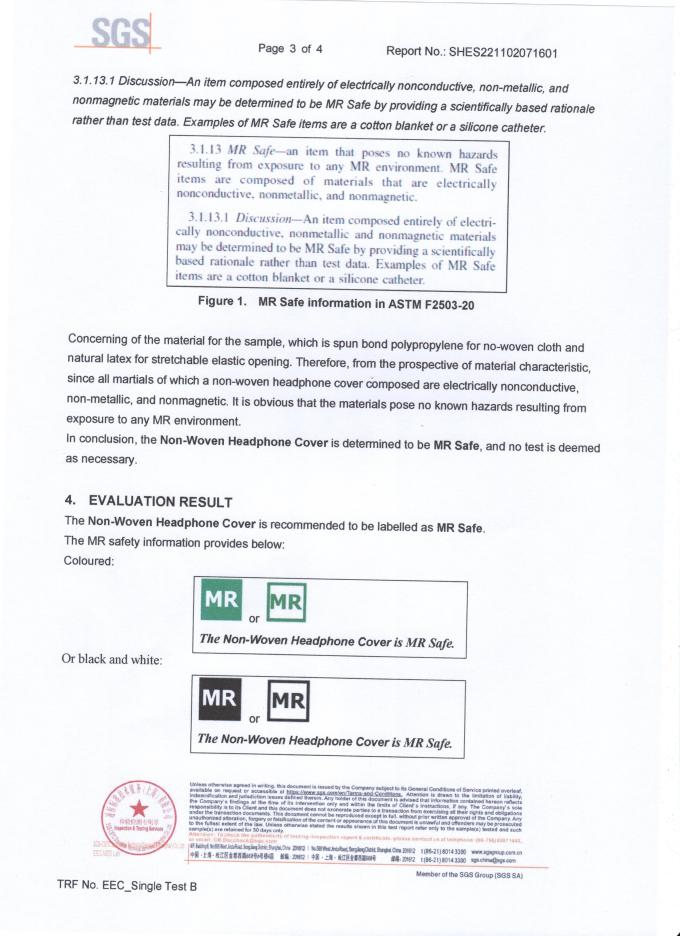 MRI CT PET Sanitary Headset Covers MR Safety Test Disposable Headset Covers